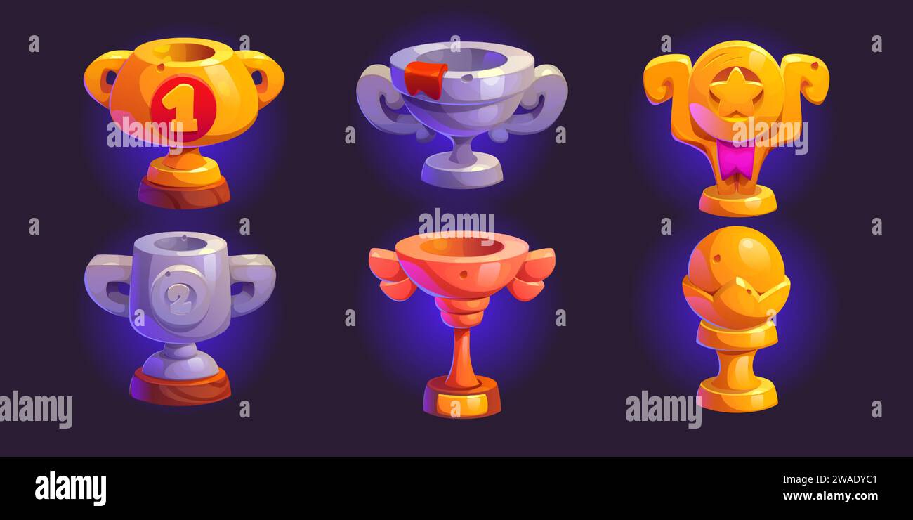 Game award goblet and trophy cup for gui design. Cartoon vector ...