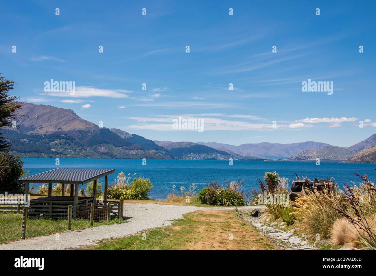 the view of Walter Peak High Country Farm in queenstown new zealand ...
