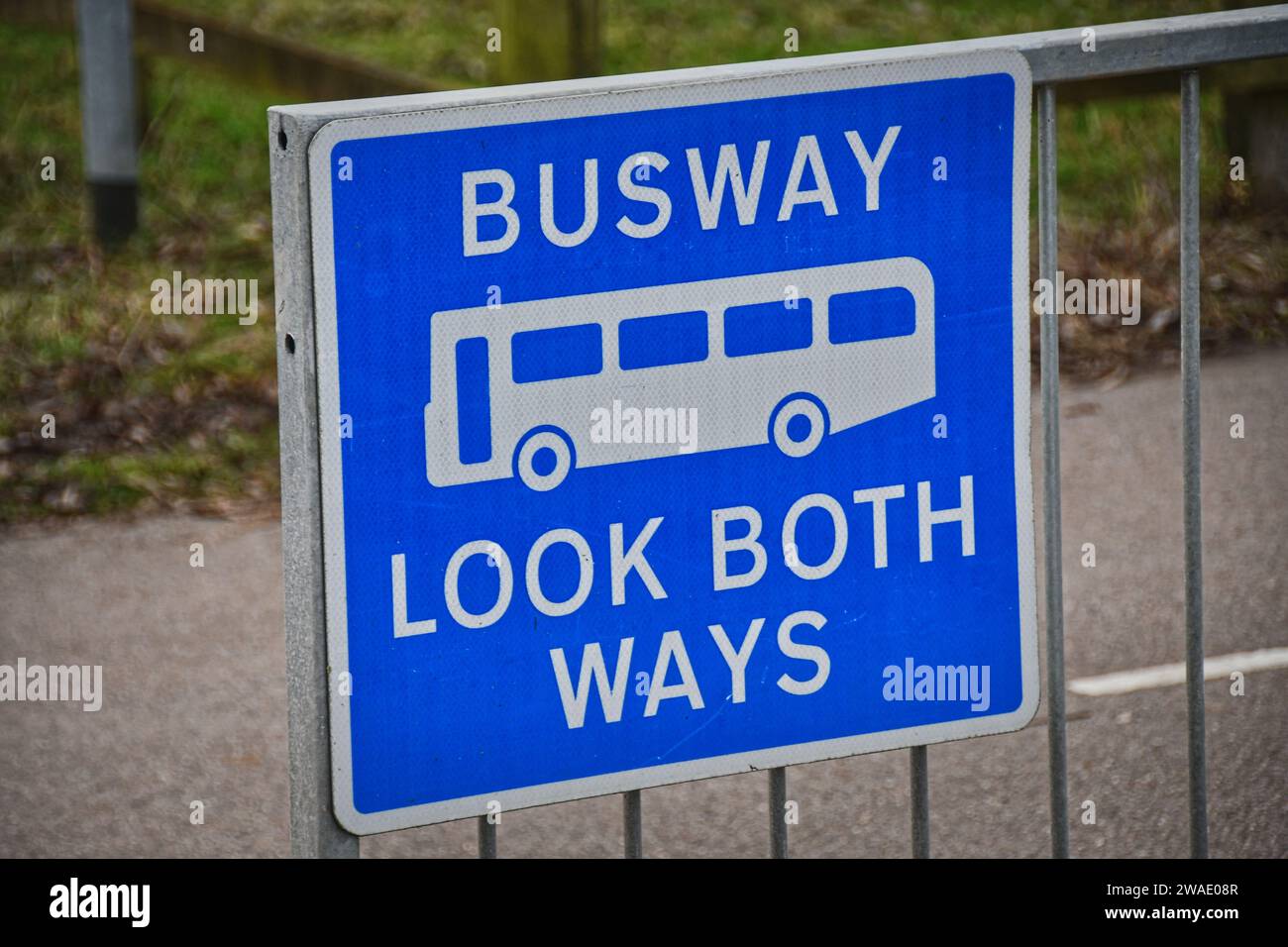 Busway sign hi-res stock photography and images - Alamy