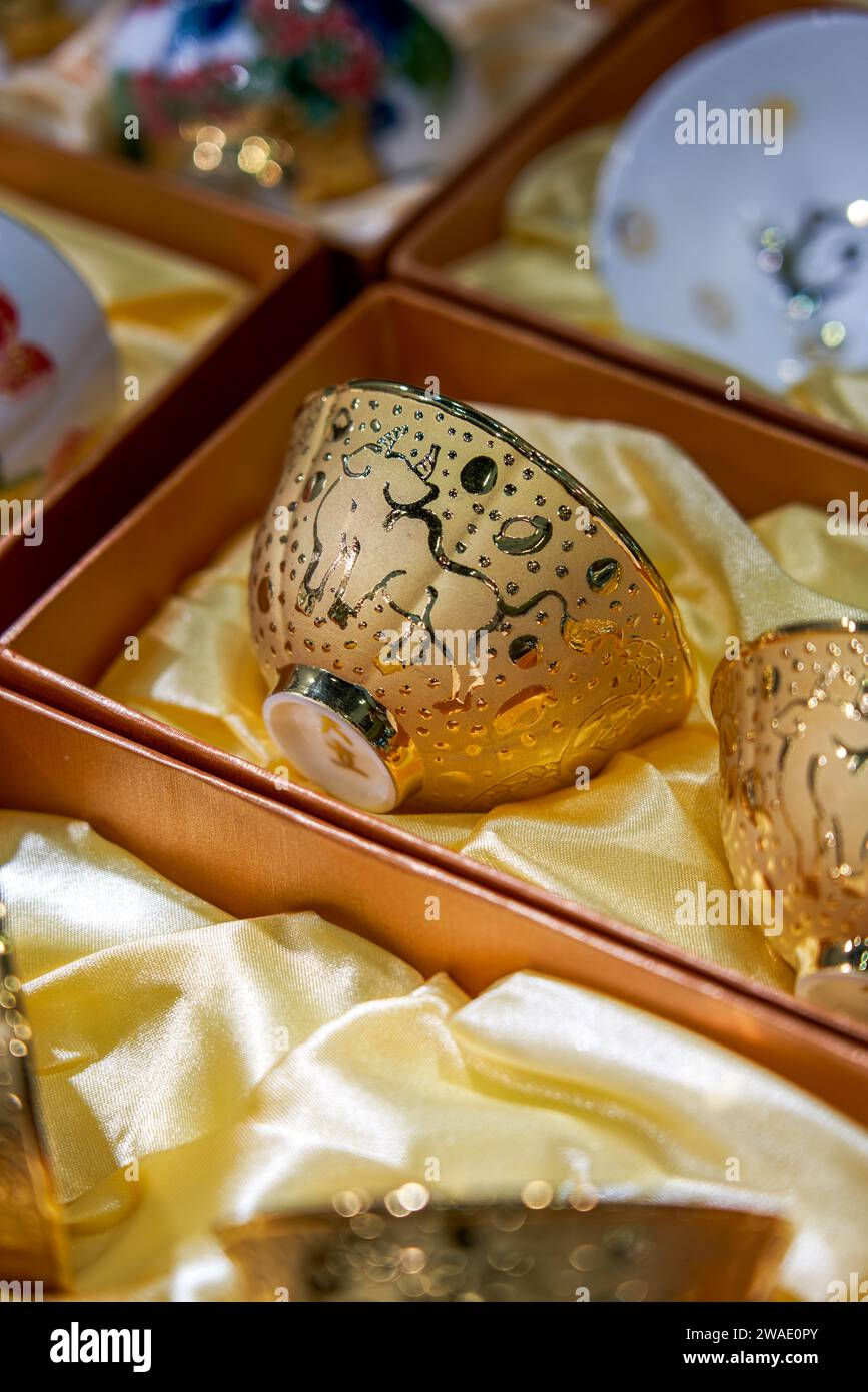 Close-up of exquisite and colorful traditional Chinese Fujian Jianzhan ...