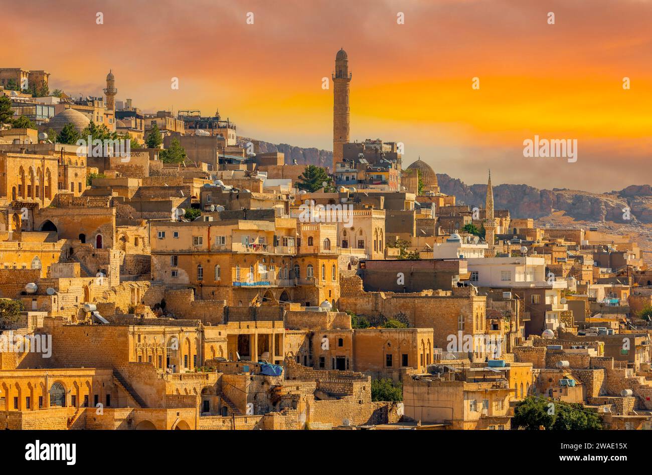 Ancient and stone houses of Old Mardin (Eski Mardin) with Mardin Castle ...