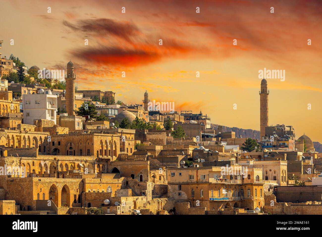 Ancient and stone houses of Old Mardin (Eski Mardin) with Mardin Castle ...