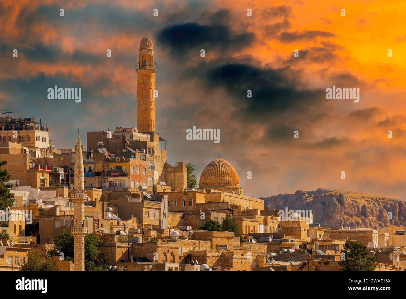Ancient and stone houses of Old Mardin (Eski Mardin) with Mardin Castle ...