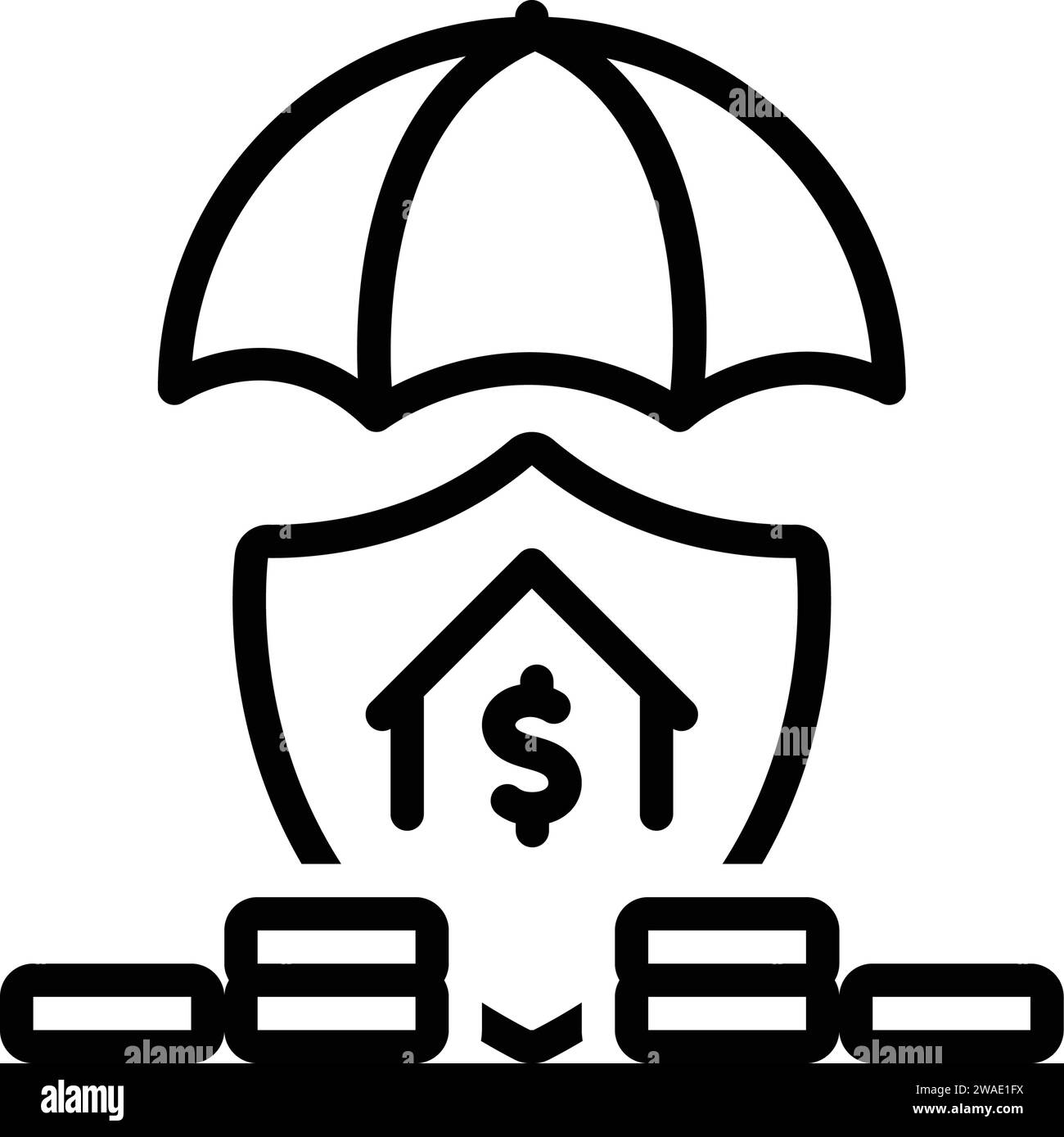 Shield financial insurance icon Black and White Stock Photos & Images ...