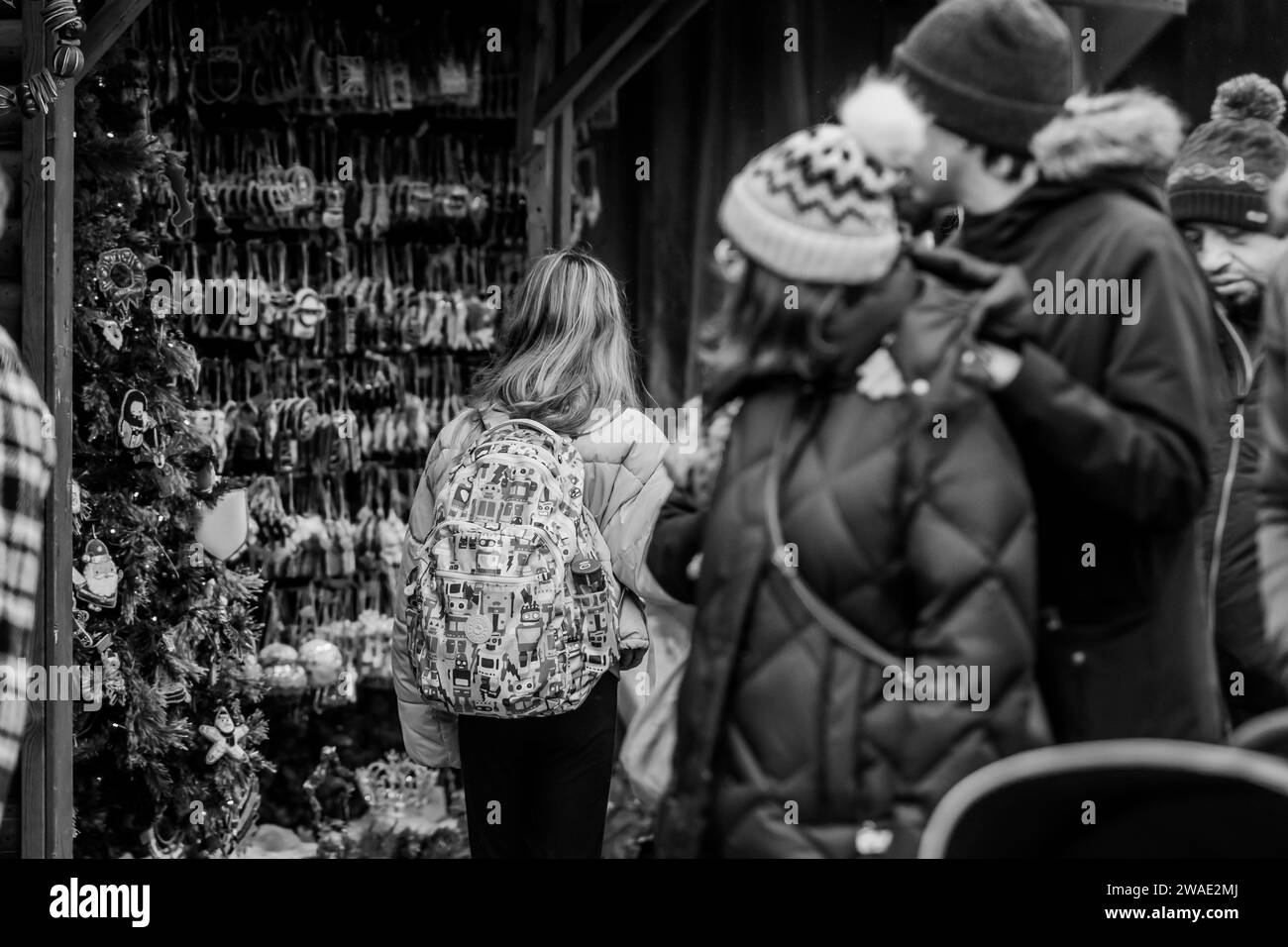 Christmas market city shopping Black and White Stock Photos & Images ...