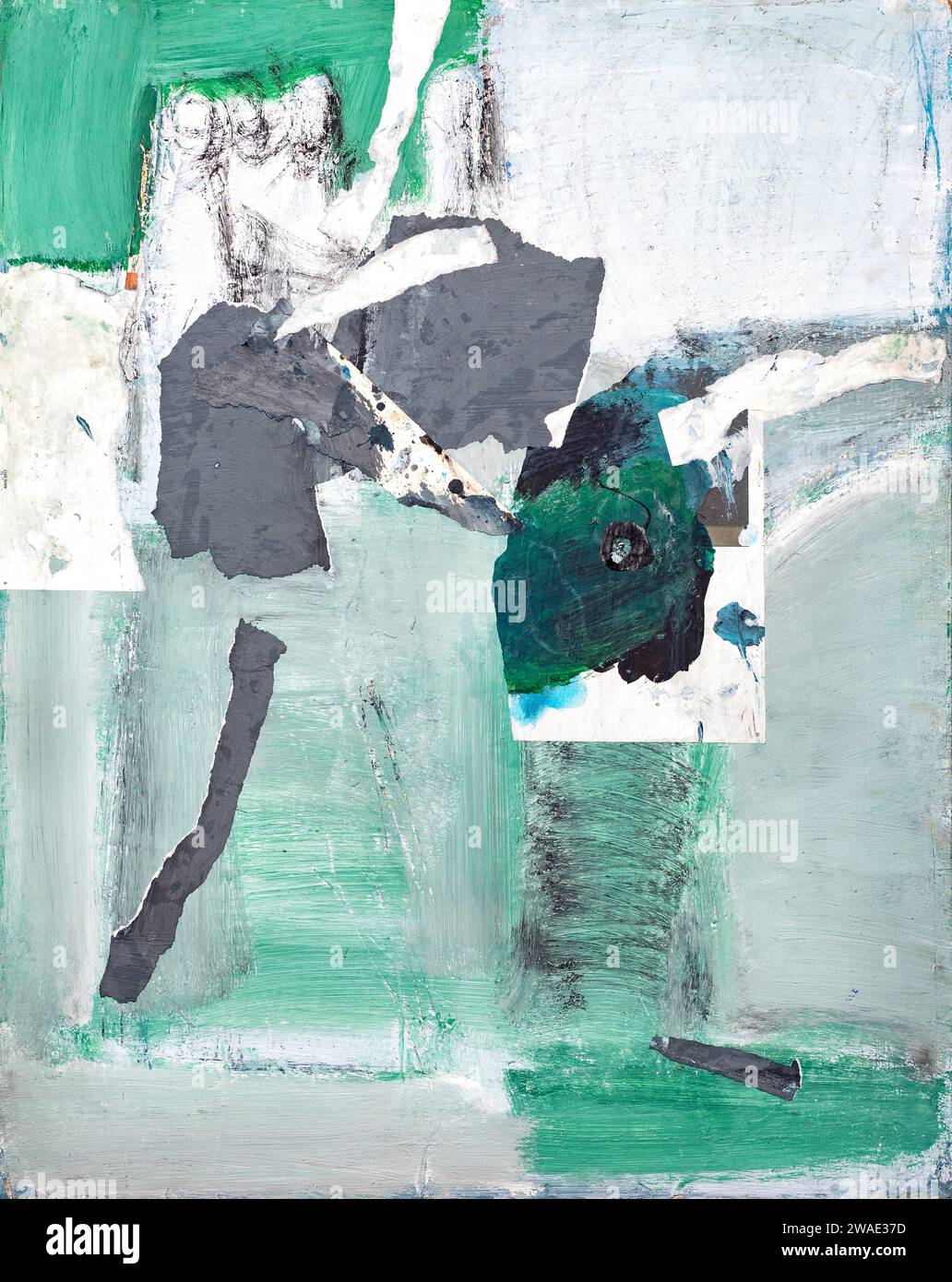 Abstract colored background from painted patches in green, blue, white ...