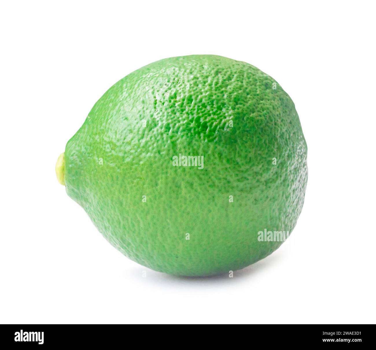 Single whole green lemon is isolated on white background with clipping ...