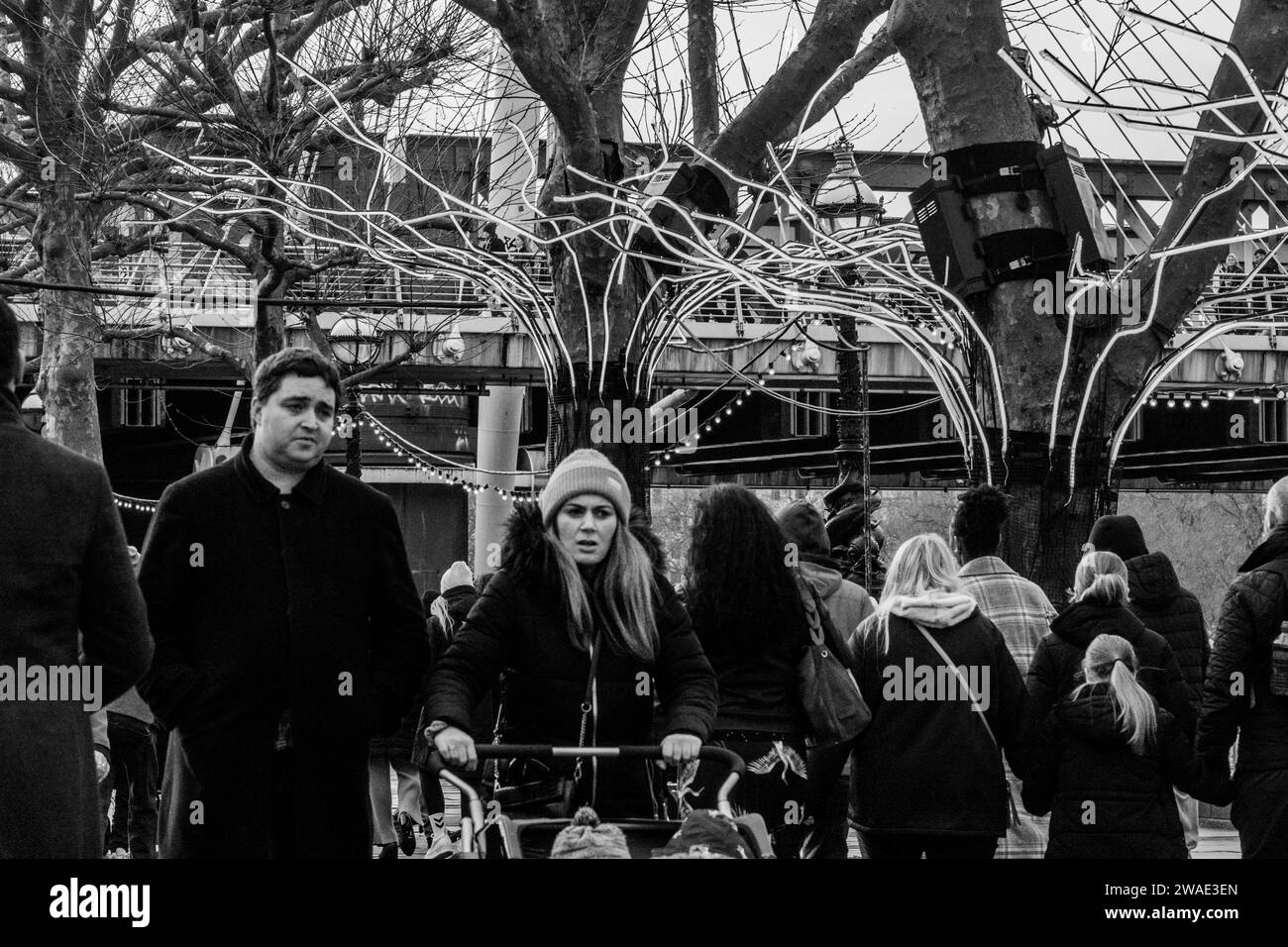 Christmas tree trafalgar square Black and White Stock Photos & Images ...