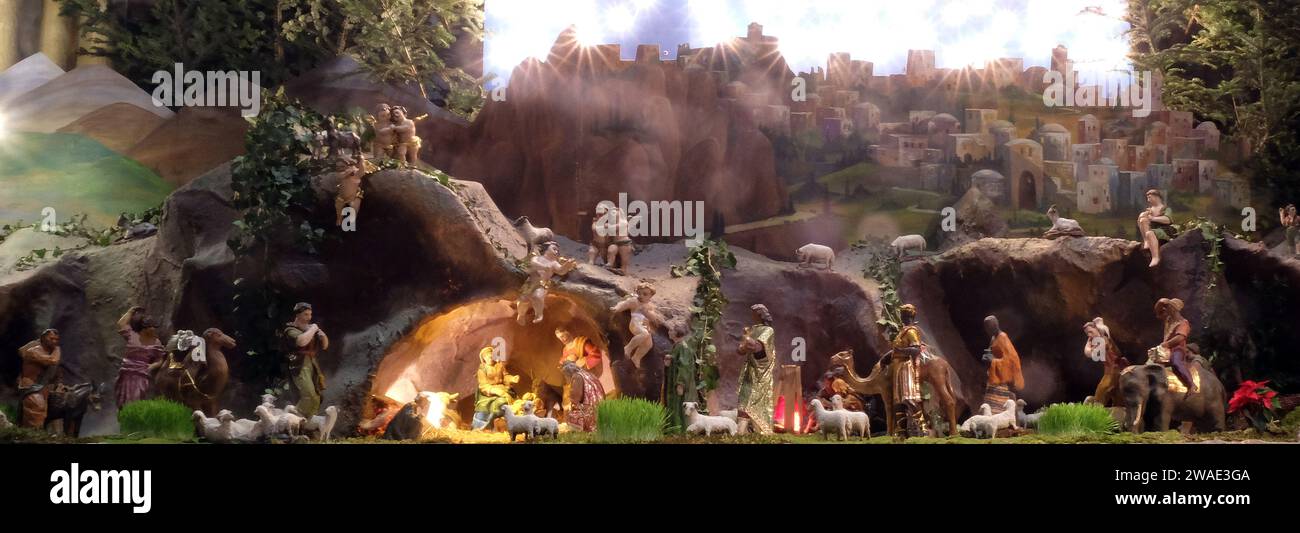 Nativity Scene, Christmas creche in Zagreb cathedral Stock Photo - Alamy
