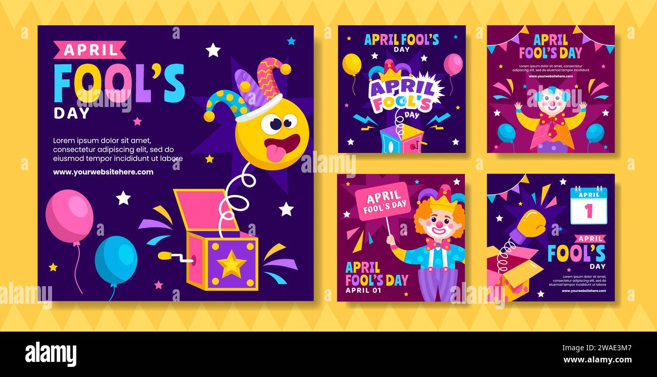 April Fools Day Social Media Post Flat Cartoon Hand Drawn Templates ...