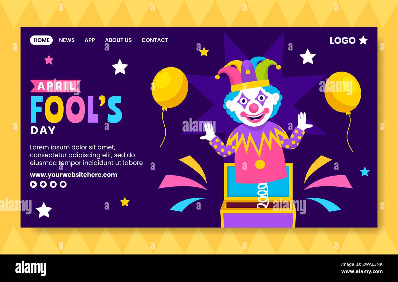 April Fools Day Social Media Landing Page Cartoon Hand Drawn Templates ...