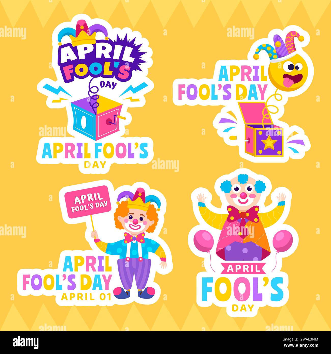 April Fools Day Label Flat Cartoon Hand Drawn Templates Background ...