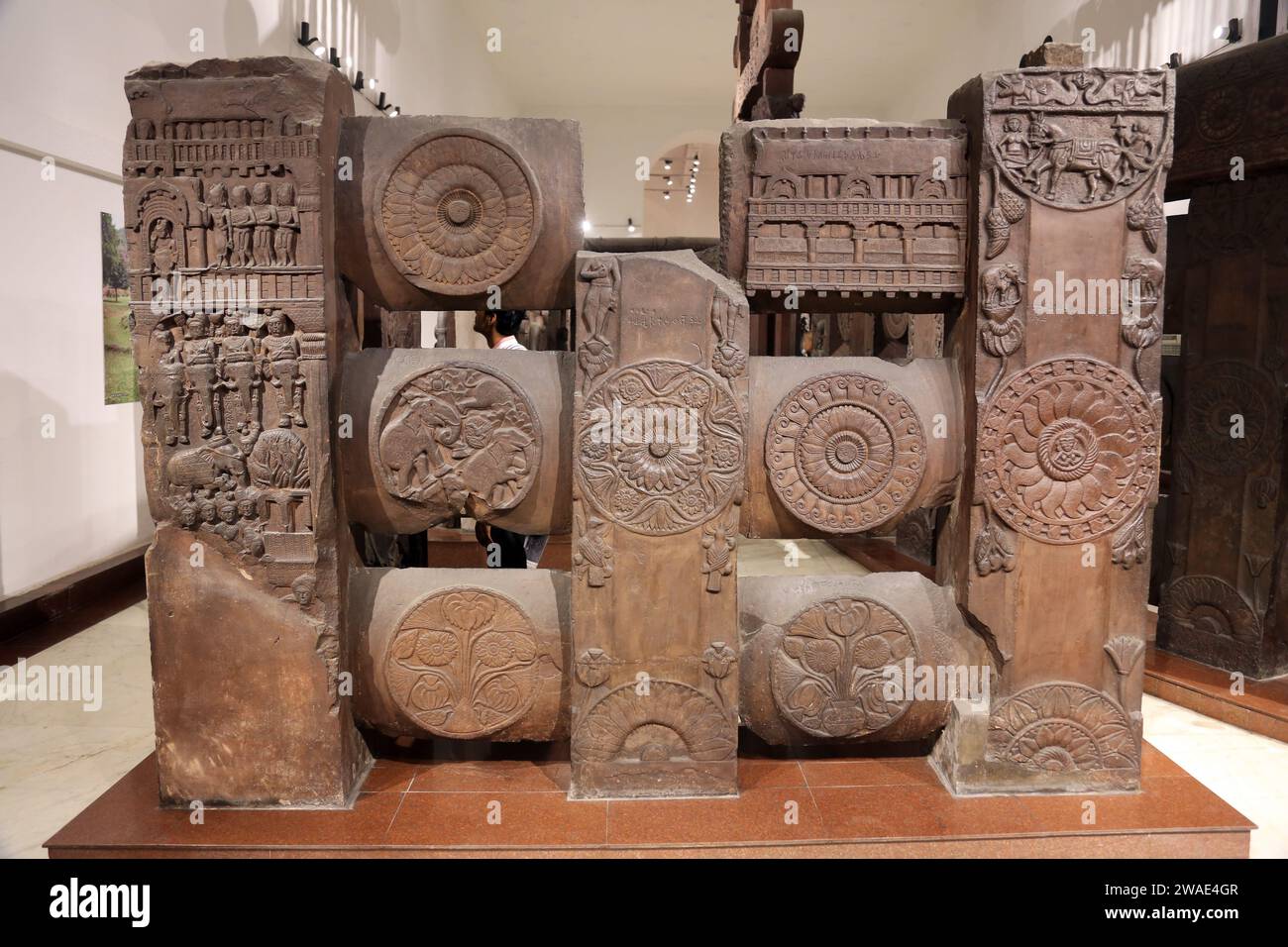 Bharhut buddhist stupa, from 2th century now exposed in the Indian ...