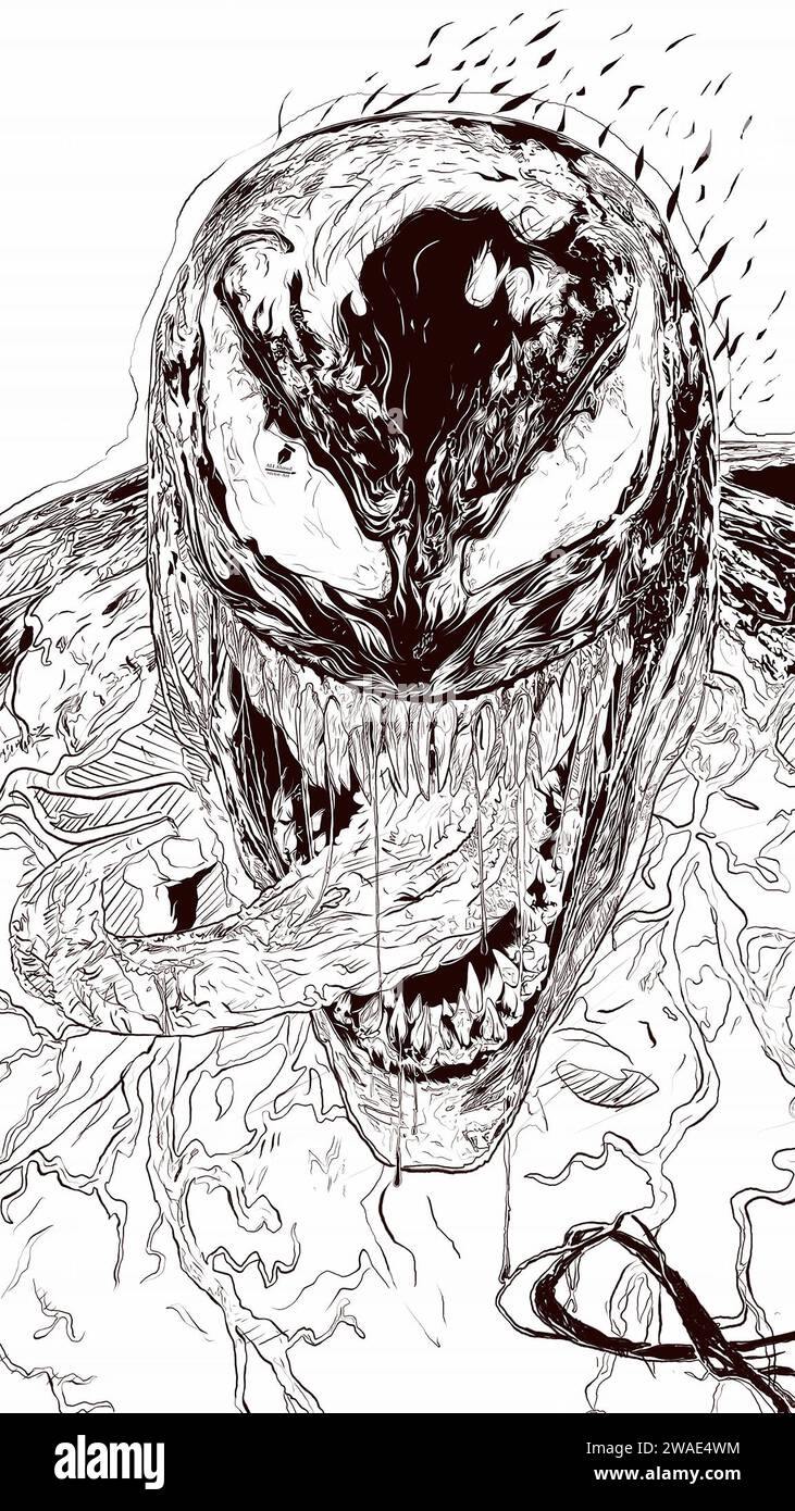A vertical illustration of the Venom character on a white background ...