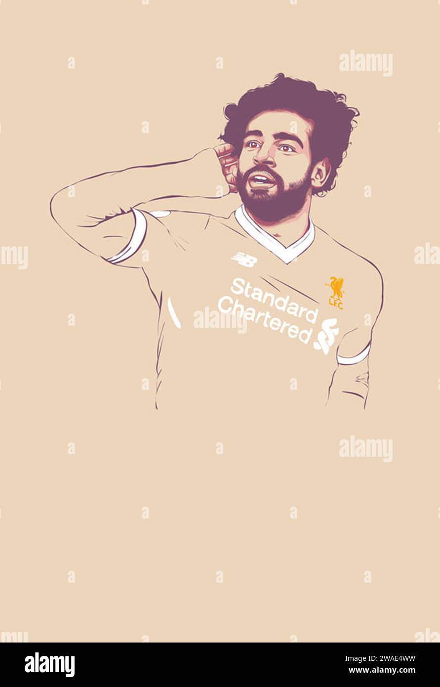An illustration of Egyptian football player Mohamed Salah Stock Photo ...