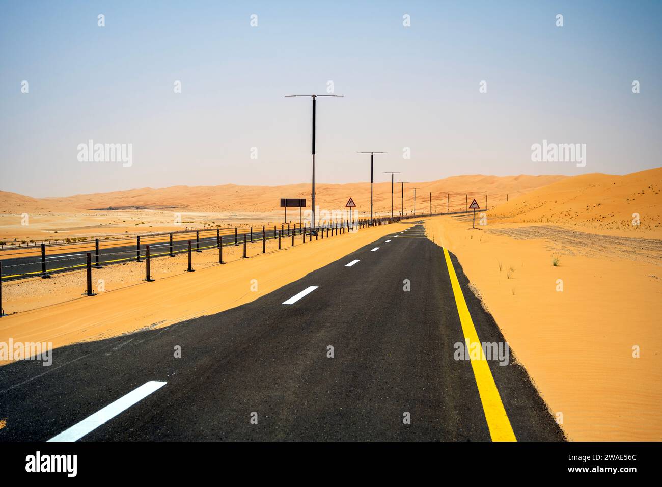 Panoramic View of Road Through Liwa Desert in Abu Dhabi Stock Photo - Alamy
