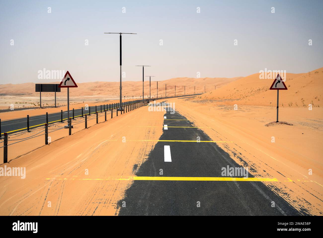 Panoramic View of Road Through Liwa Desert in Abu Dhabi Stock Photo - Alamy