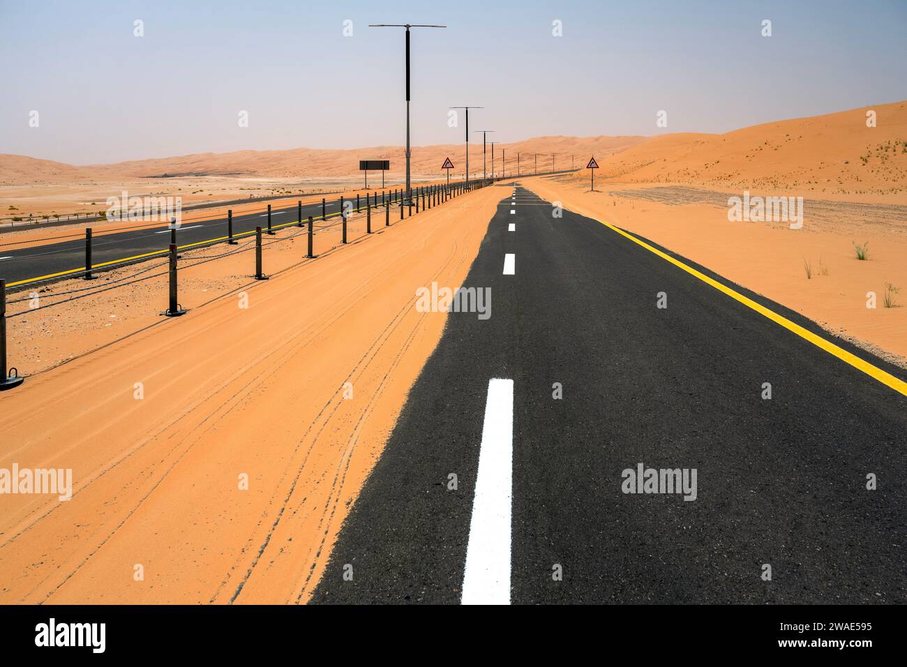 Panoramic View of Road Through Liwa Desert in Abu Dhabi Stock Photo - Alamy