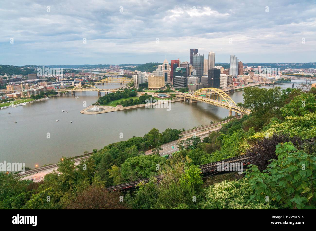 A View of Pittsburgh and the Roberto Clemente Bridge also known at the ...