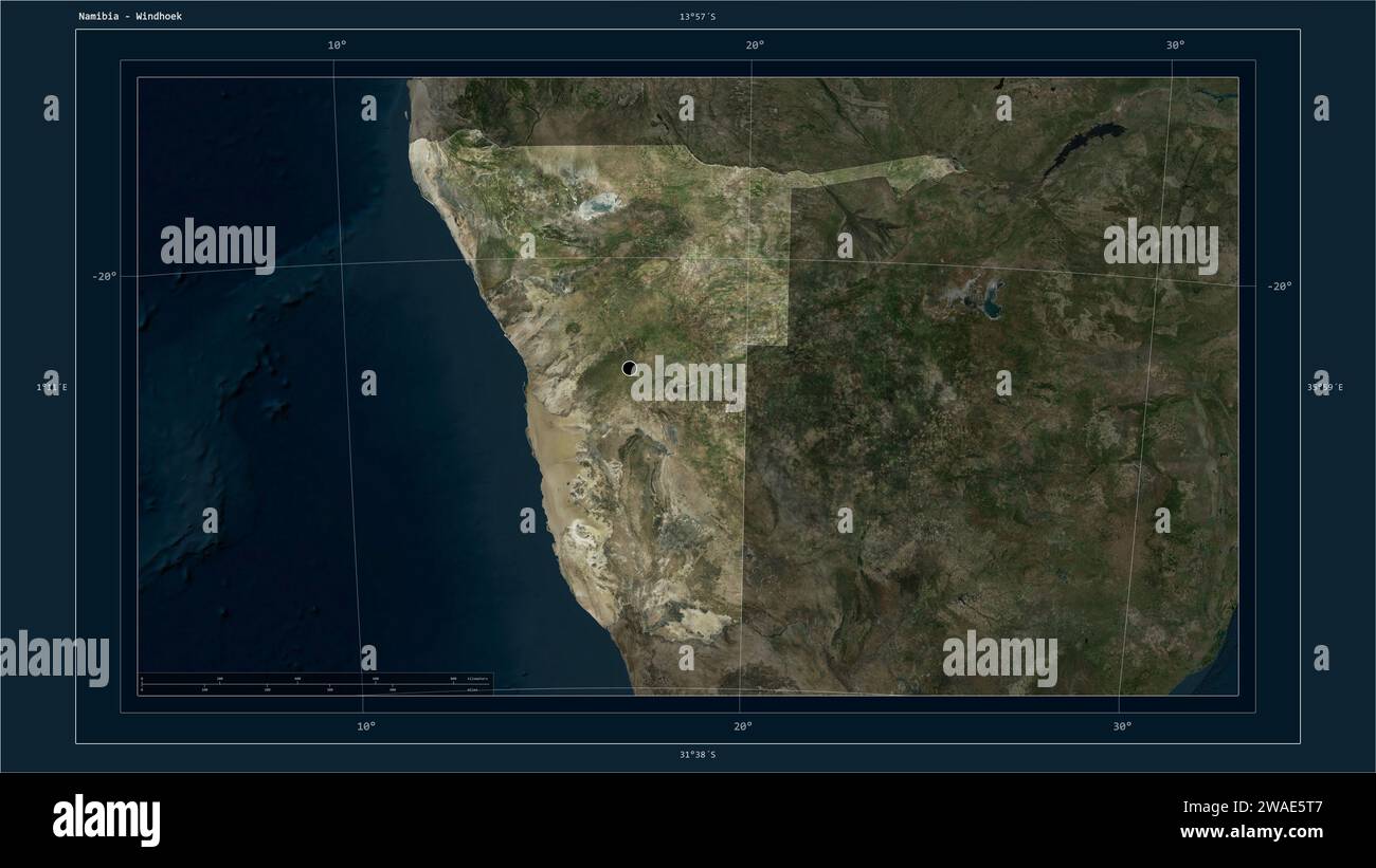 Namibia highlighted on a high resolution satellite map map with the ...