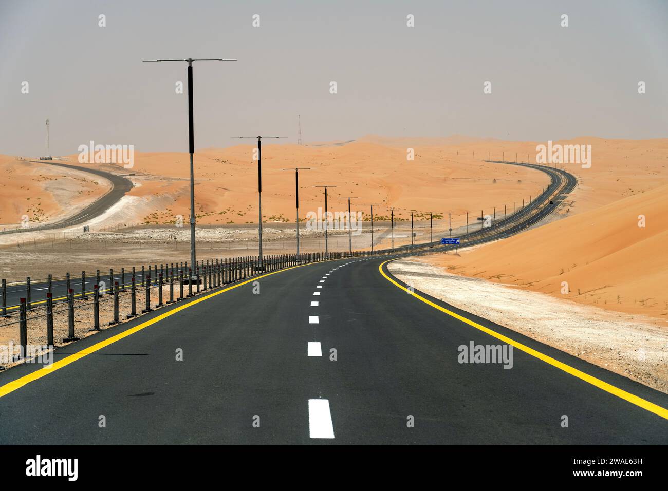 Panoramic View of Road Through Liwa Desert in Abu Dhabi Stock Photo - Alamy