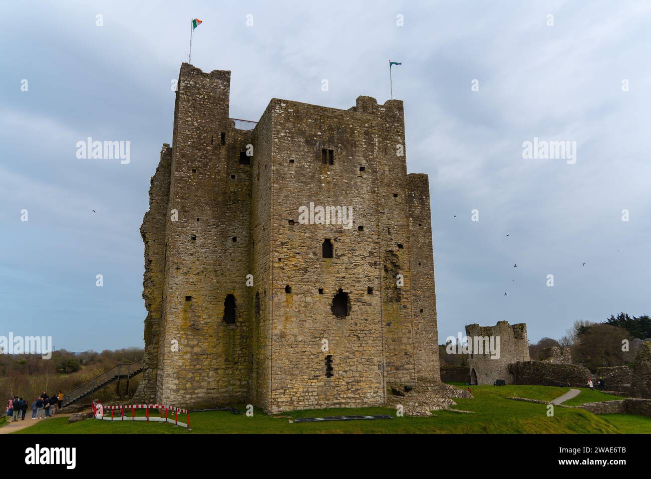 The Trim Castle in County Meath Ireland surrounded by green area and ...