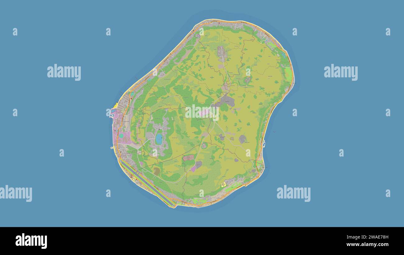 Nauru outlined on a topographic, OSM standard style map Stock Photo - Alamy