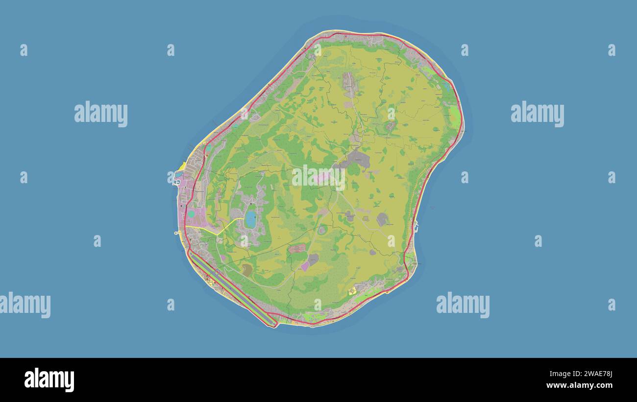 Nauru outlined on a topographic, OSM Germany style map Stock Photo - Alamy