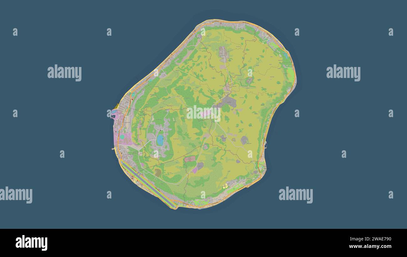 Nauru highlighted on a topographic, OSM standard style map Stock Photo - Alamy