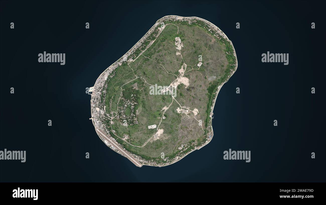 Nauru highlighted on a high resolution satellite map Stock Photo - Alamy
