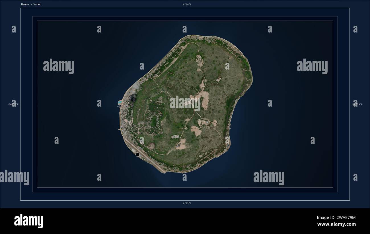 Nauru highlighted on a low resolution satellite map map with the ...