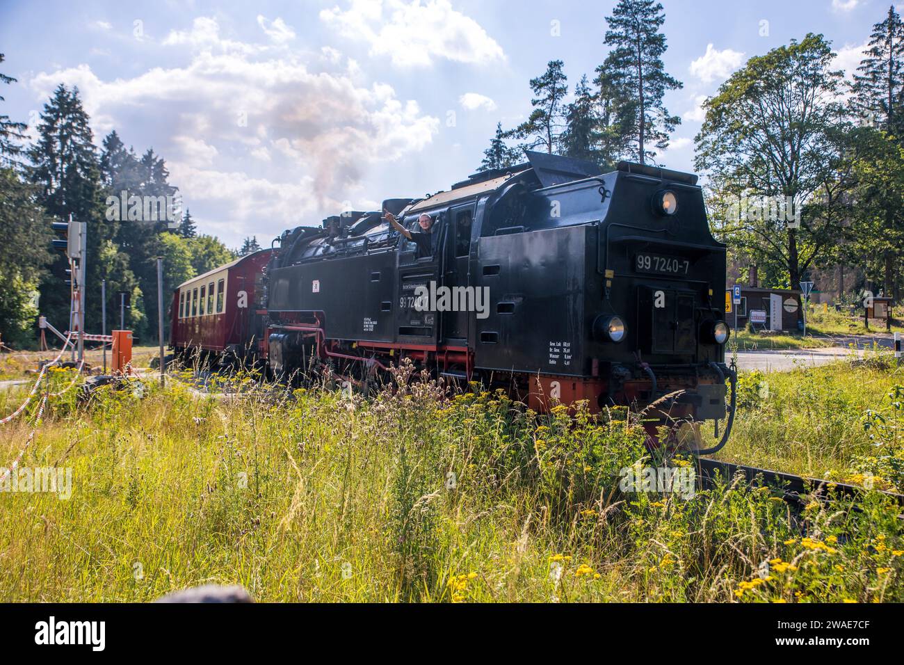 A steam-engine train on the railway of Wernigerode in Germany Stock ...