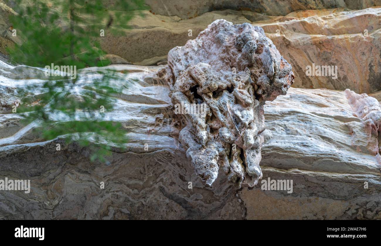 Unique Weathered Rock Formation with Textured Layers Stock Photo - Alamy