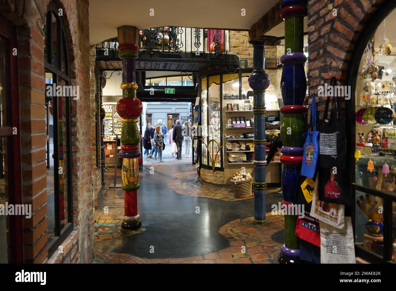 A beautiful shot of the shop interior in the Hundertwasser house in ...