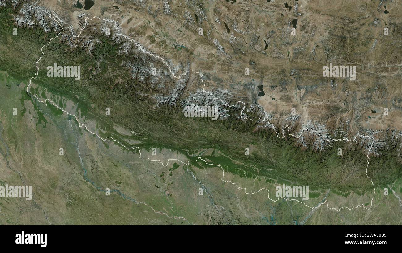 Nepal outlined on a high resolution satellite map Stock Photo - Alamy