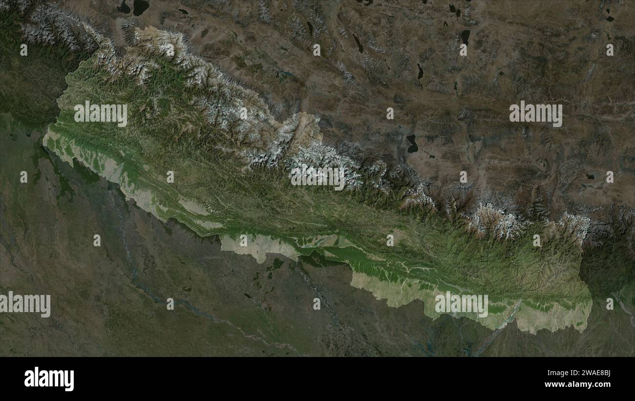 Nepal highlighted on a high resolution satellite map Stock Photo - Alamy