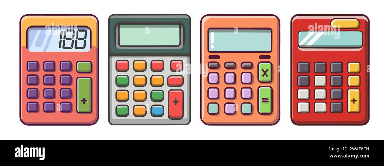 Set of colorful calculator icons vector isolated Stock Vector Image ...
