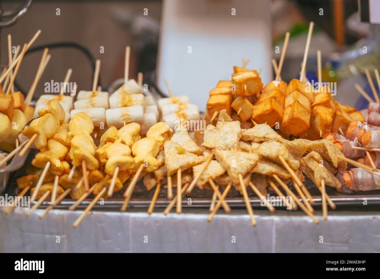 Meat snacks deep fried food sticks Thai style food, Thailand street ...