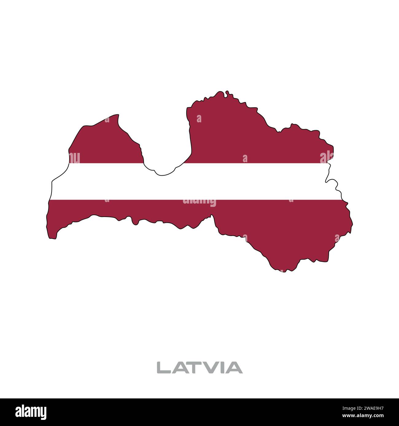 Vector illustration of the flag of Latvia with black contours on a white background Stock Vector ...