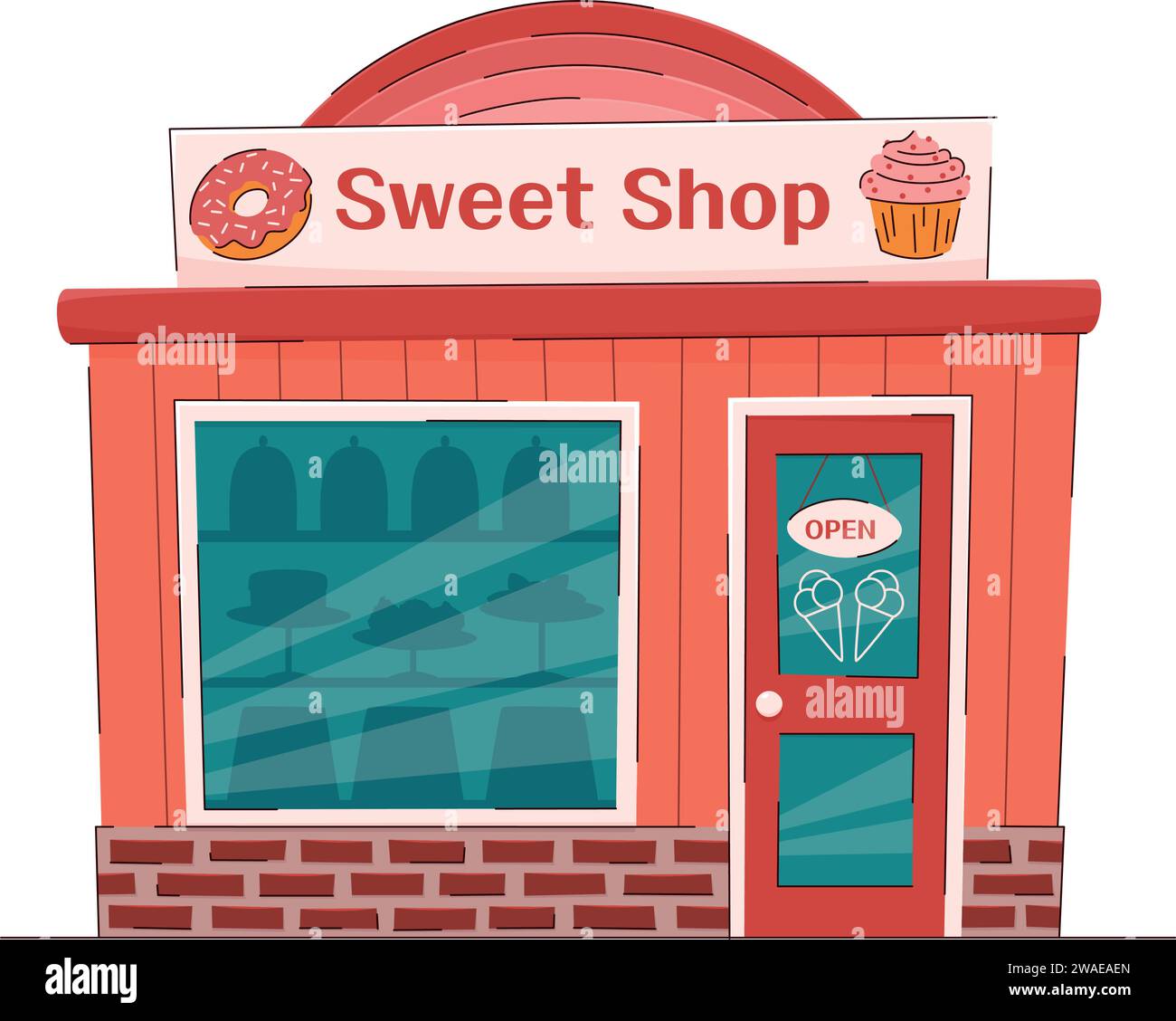 Sweet shop building facade. Cute little candy store with showcase Stock ... Sweet shop building facade. Cute little candy store with showcase Stock ...