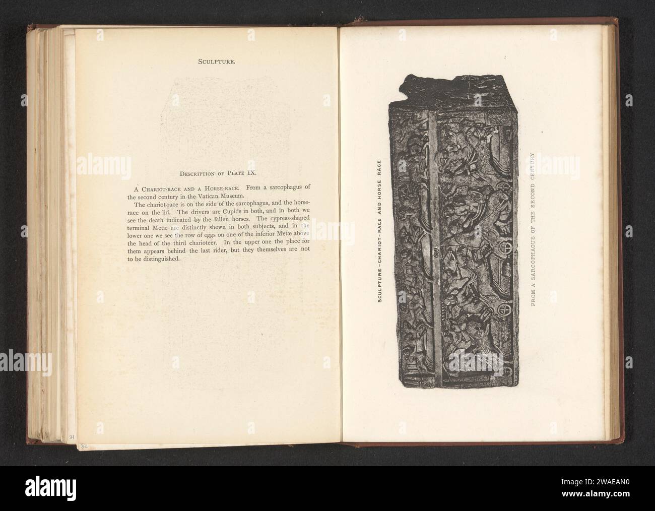 Relief of a sarcophagus, representing a competition with horses and ...