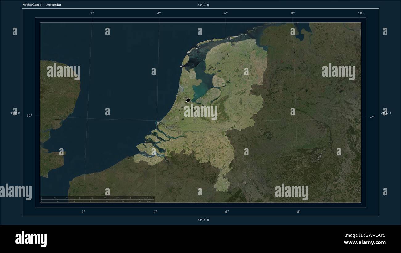 Netherlands highlighted on a high resolution satellite map map with the ...
