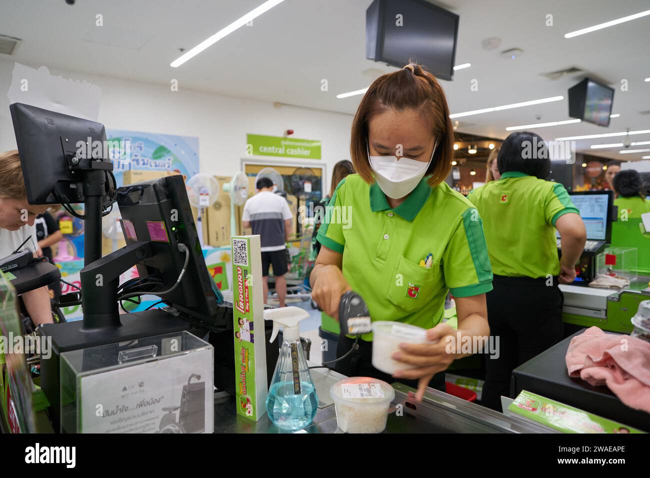 PHUKET, THAILAND - APRIL 18, 2023: cashier at Big C Extra Phuket 2 Stock Photo - Alamy