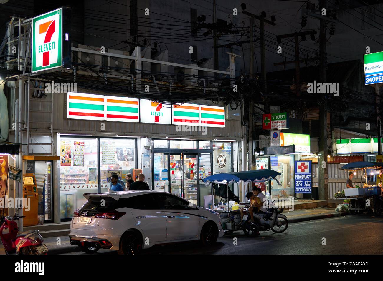PHUKET, THAILAND - APRIL 25, 2023: street level view of 7-Eleven ...