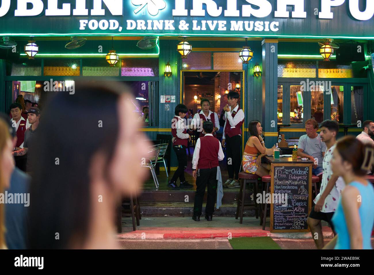 PHUKET, THAILAND - APRIL 25, 2023: entrance to Dublin Irish Pub on ...