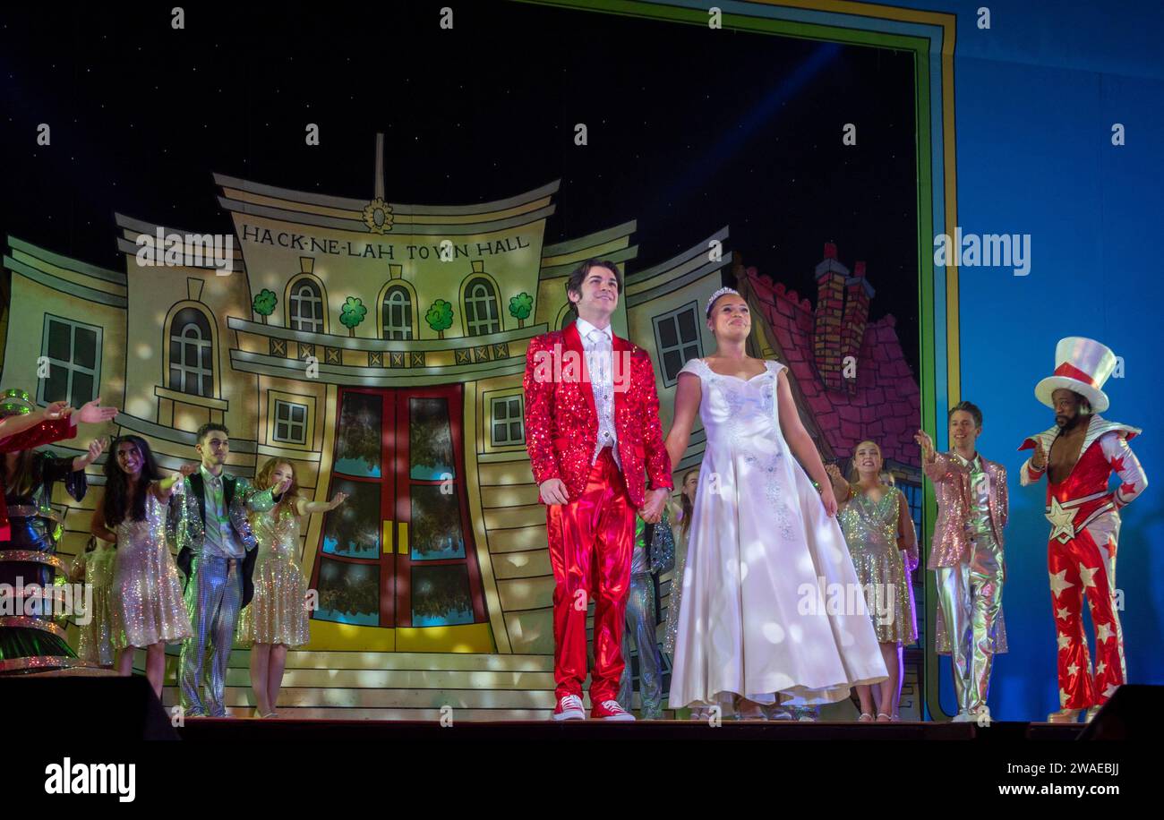 Fred Double as Aladdin, Isabella Mason as Jazz, curtain call, Aladdin ...