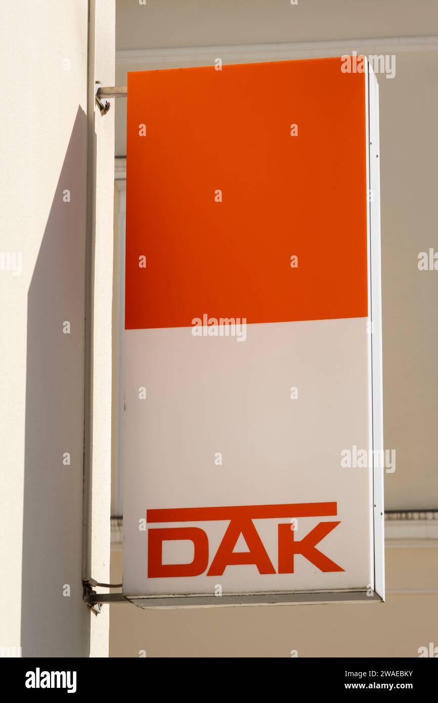 Facade with sign and logo of DAK Stock Photo - Alamy