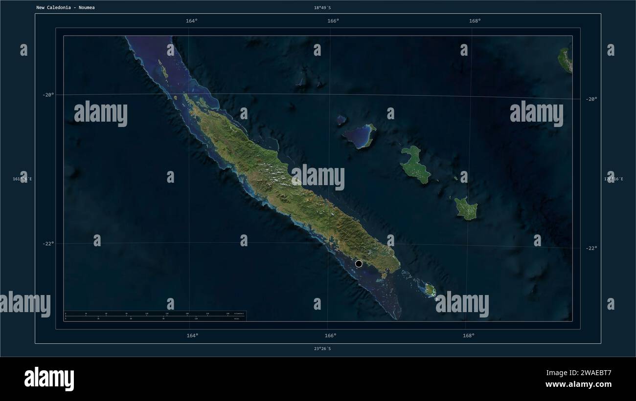 New Caledonia highlighted on a high resolution satellite map map with ...