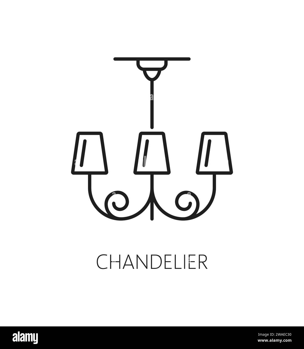 Chandelier lamp outline icon features a decorative hanging light ...