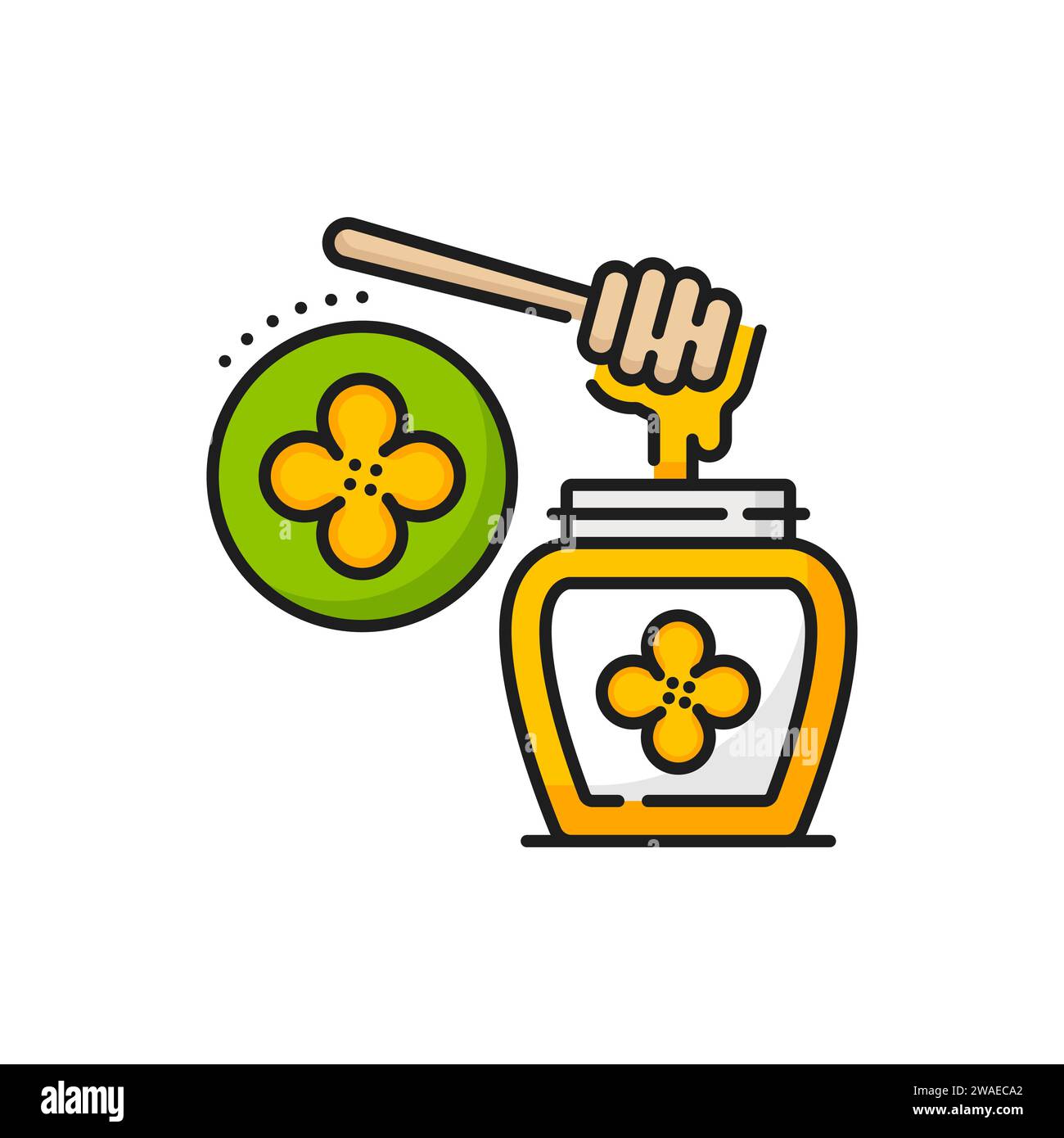 Rapeseed, canola honey icon, vector linear sign of golden droplets ...
